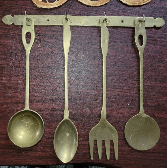 Maxam | Accents | Maxam Solid Brass Kitchen Utensil Set Kitchen Rustic ...